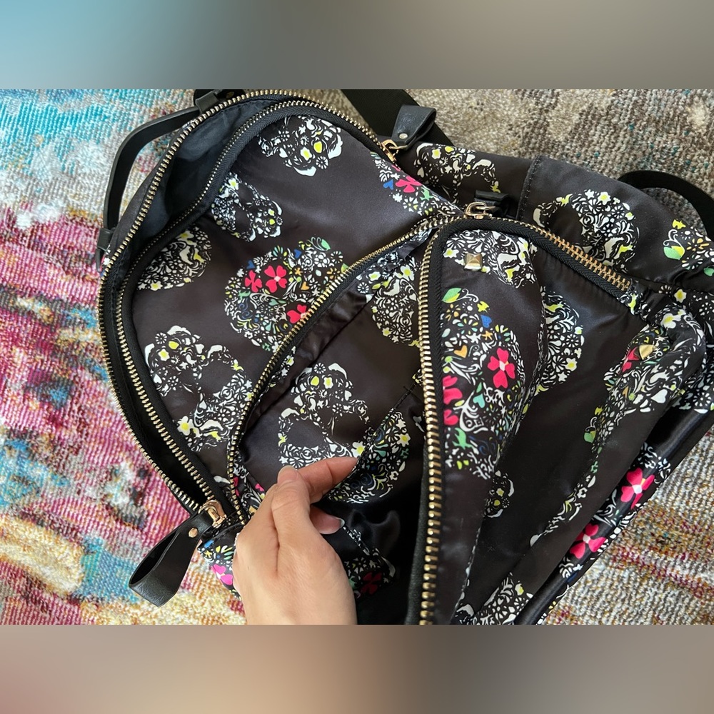 Mms Sugar Skull Black Satin Colorful Print Backpack P… - Gem